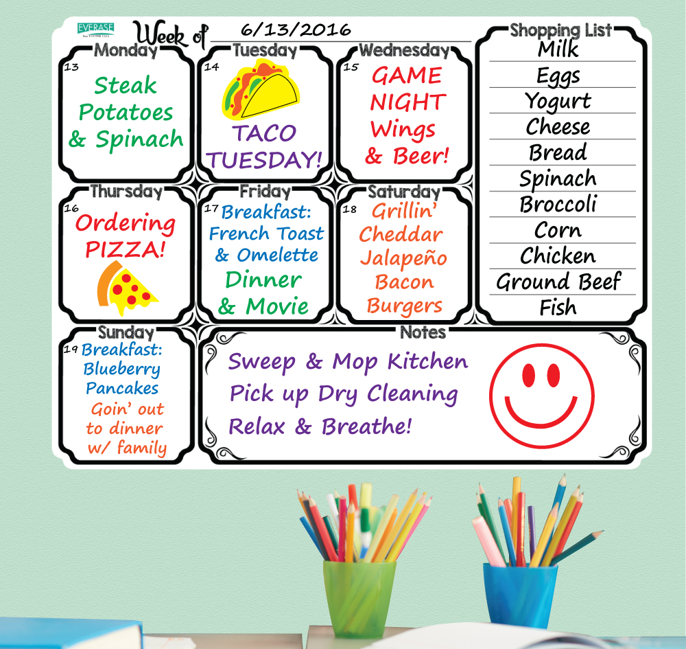 Purchase Everase 12 X 16 Re Stic Dry Erase Meal Planner
